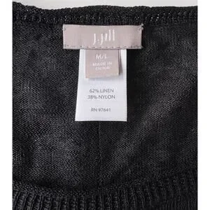 J. Jill | Tops | J Jill Linen Blend Jersey Knit Top Ml Black Semi Sheer ...